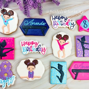 Gymnastics Cookies, Gymnastics Birthday Party, Personalized Sugar ...