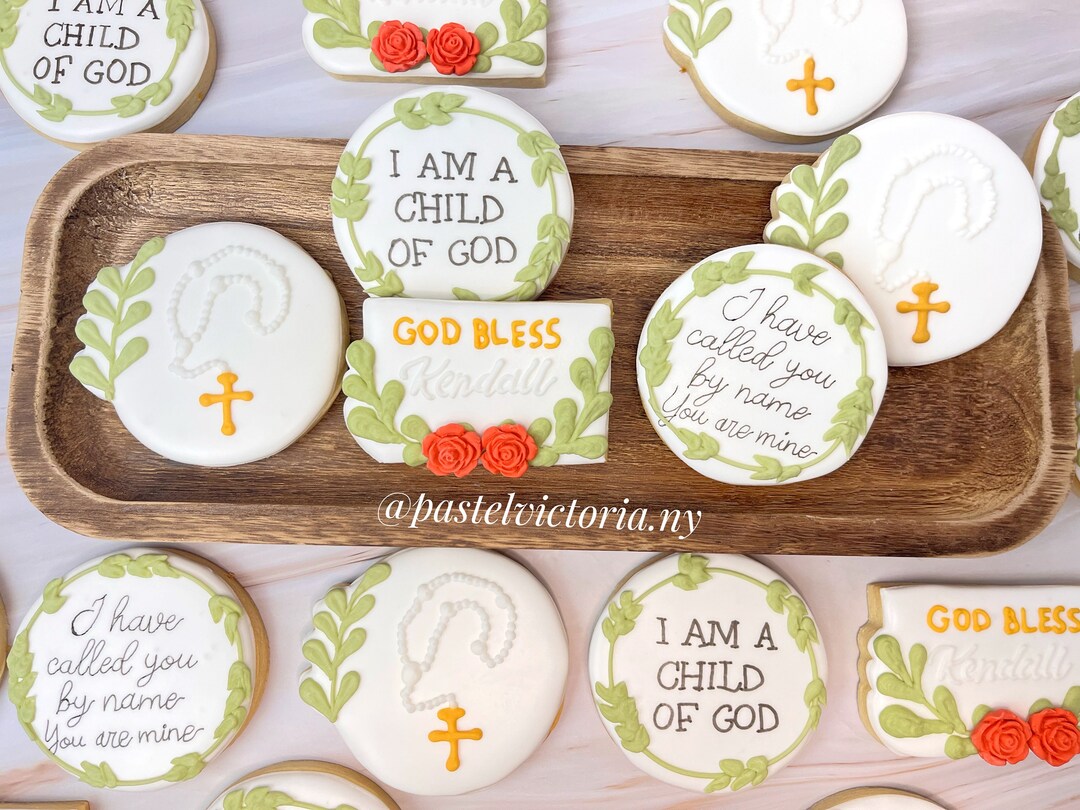 Custom Baptism & First Communion Cookies, Personalized Religious ...