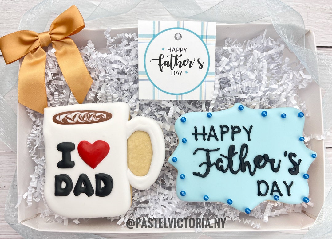 Father’s Day Gift Cookies, Set of 2 Decorated Cookies With I Love Dad ...