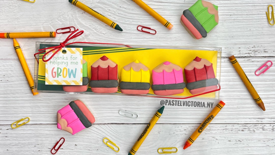 Back to School Pencil Cookies, Set of 5 Mini Cookies, Perfect Gift for ...