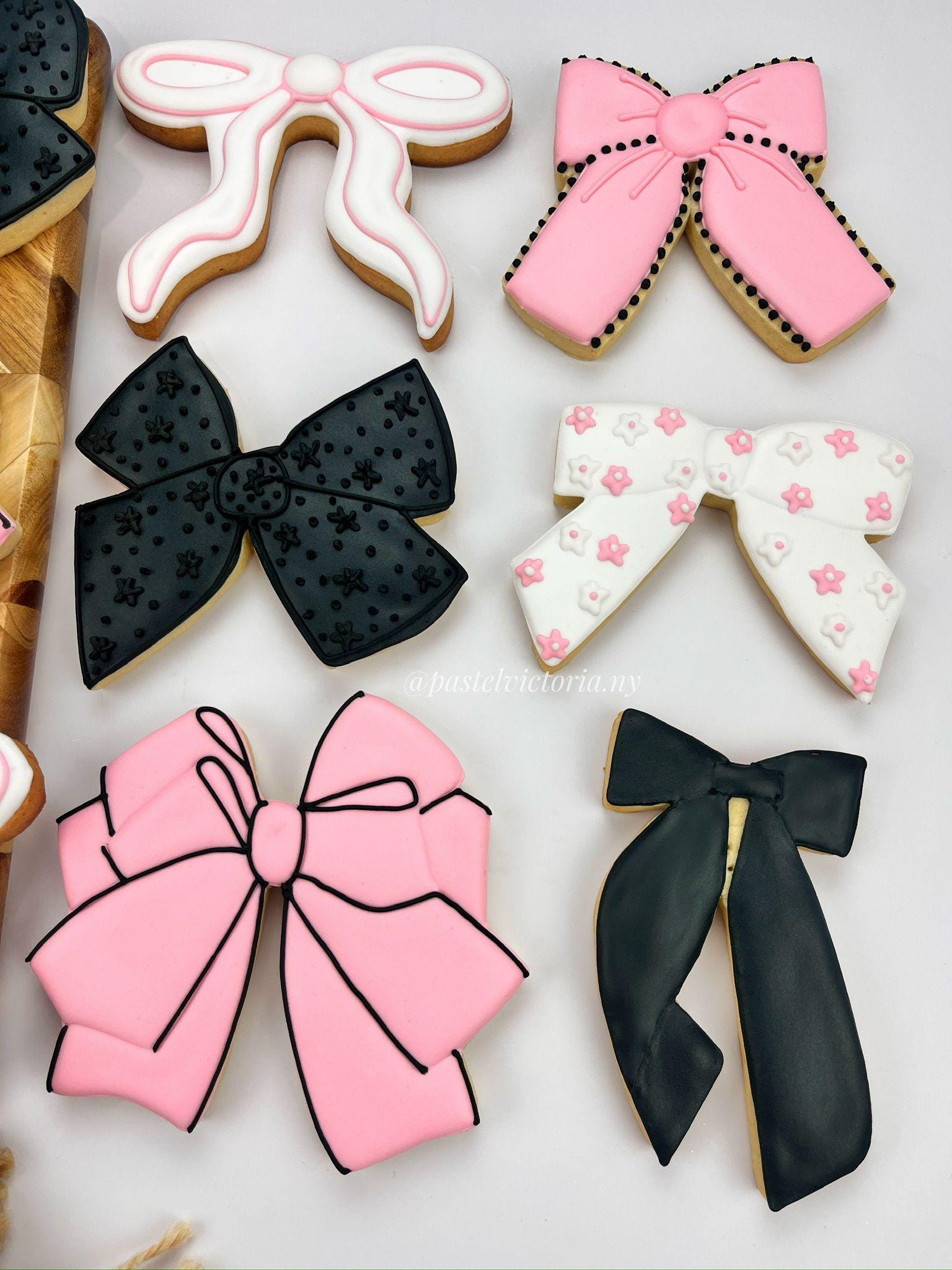 Coquette Bow Birthday Cookies, Celebrate Bow Themed Cookie, Set of 6-48 ...