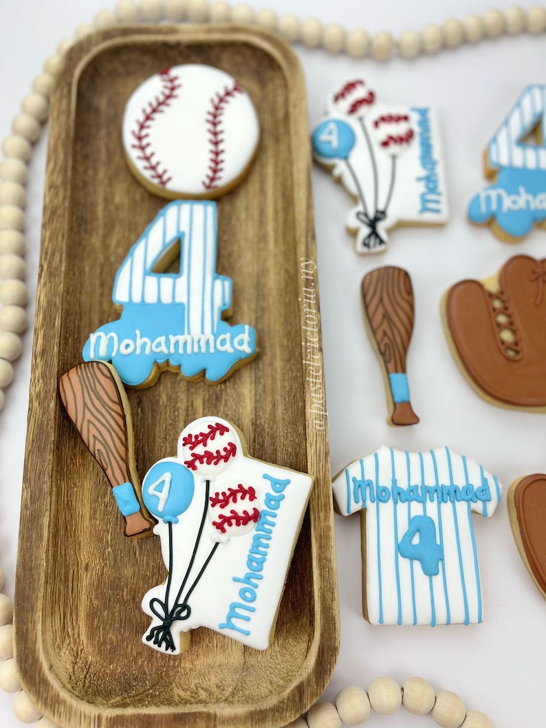 Custom Baseball Birthday Cookies, Set of 6-48 Cookies, Personalized ...