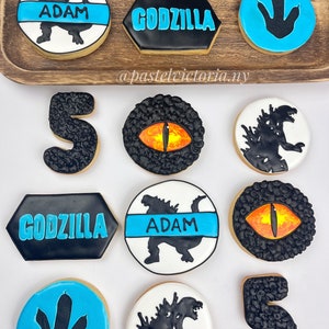 Personalized Dinosaur Cookies, Godzilla Cookies, Birthday Parties ...