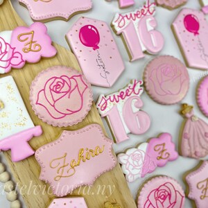 Custom Sweet 16 Birthday Cookies, Personalized Favors for Girls, Set of ...