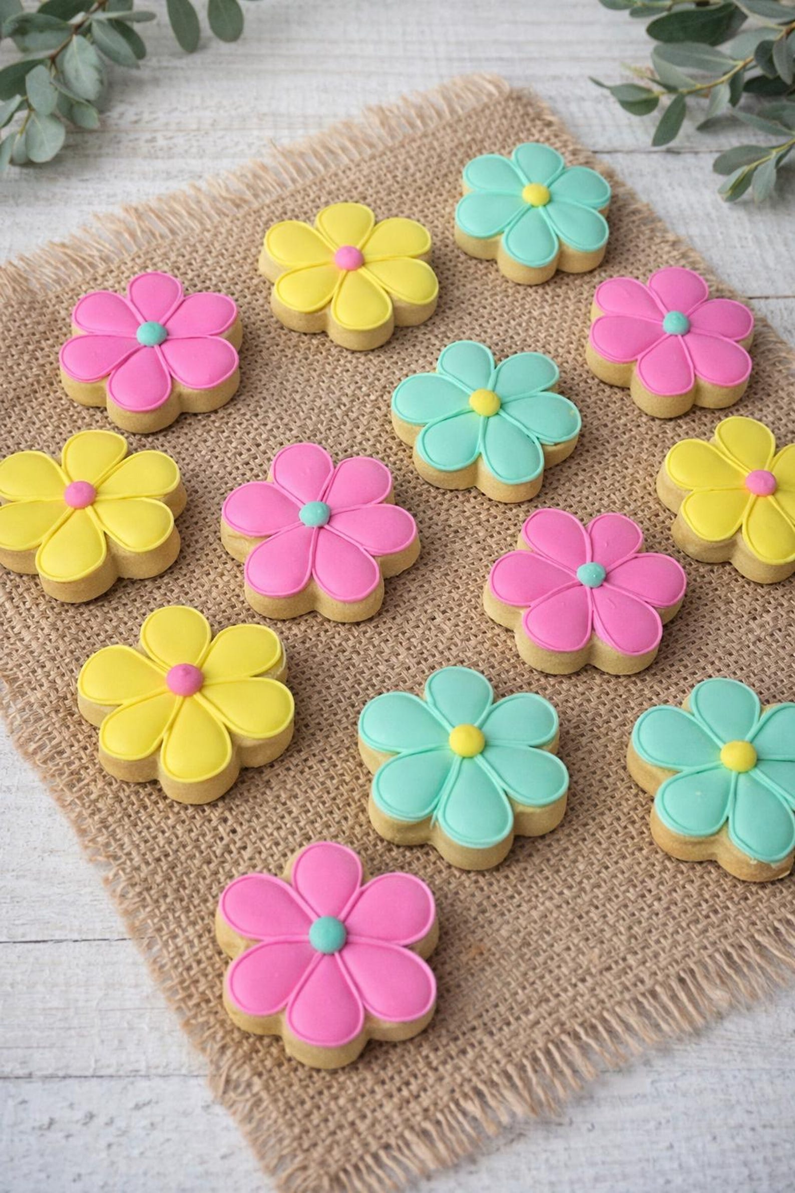 Flower Theme Cookies, Set of 6- 48 Personalized Party Cookies, Custom ...
