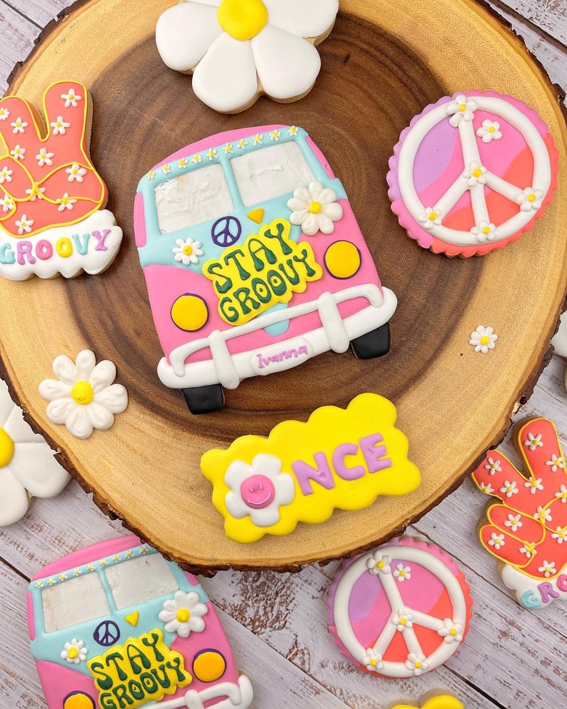 Custom Groovy Retro Cookies, Assorted Sets of 6-48 Cookies, Party ...