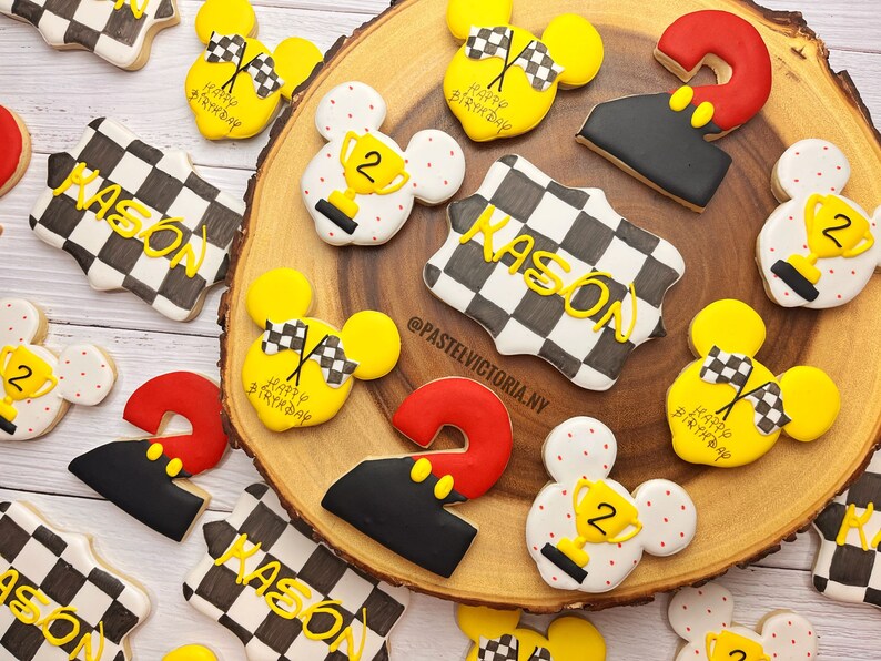 Personalized Mickey Mouse Cookies Mickey Mouse Racers - Etsy