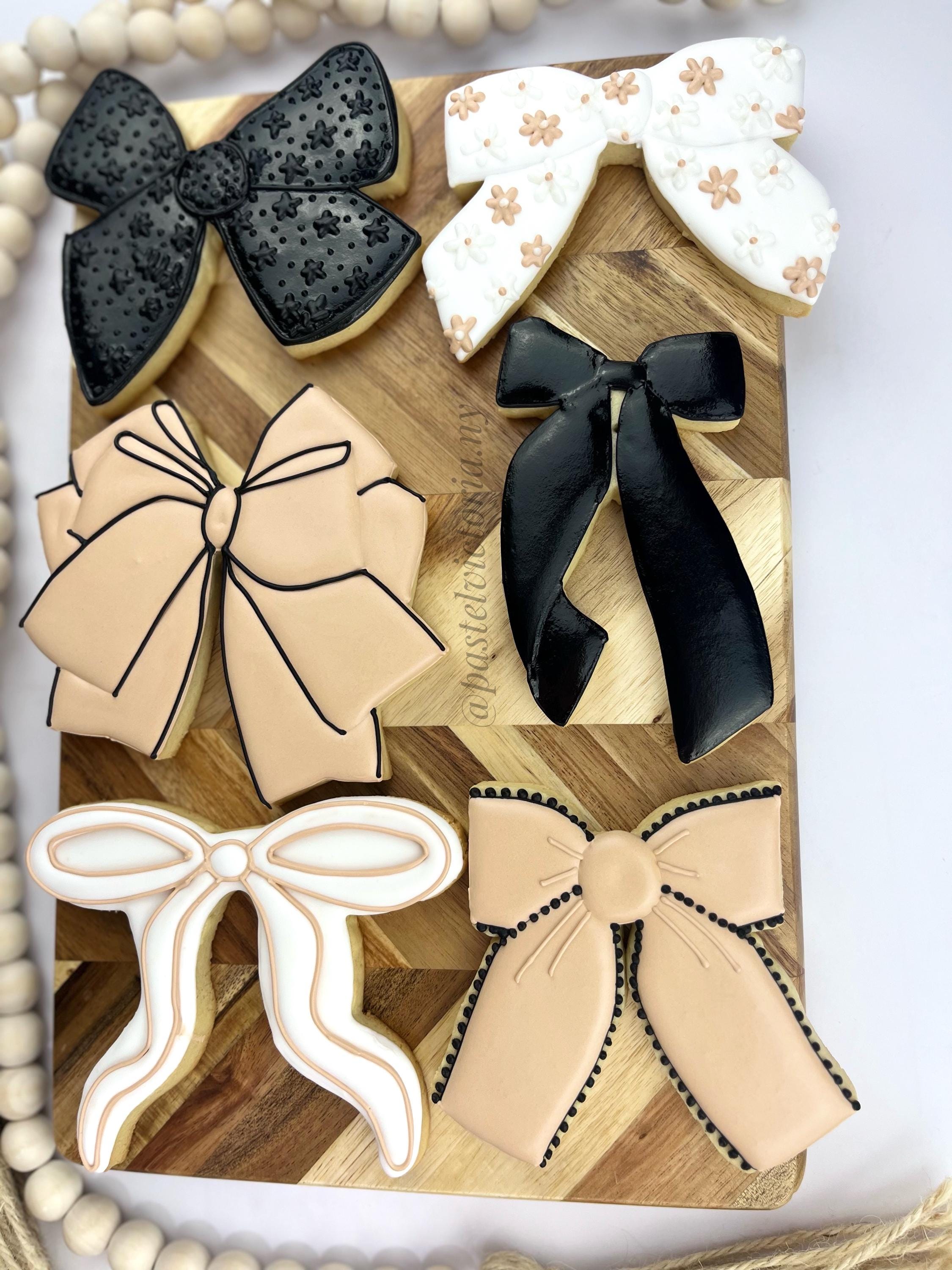 Coquette Bow Birthday Cookies, Celebrate Bow Themed Cookie, Set of 6-48 ...