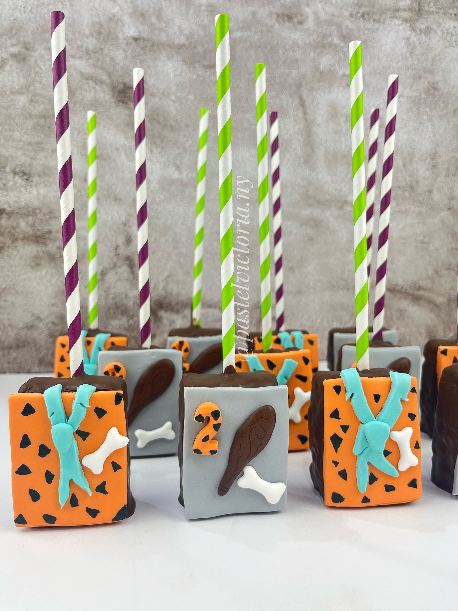 Pebbles and Bam Bam Themed Rice Krispie, Table Desserts,bambam Rubble ...