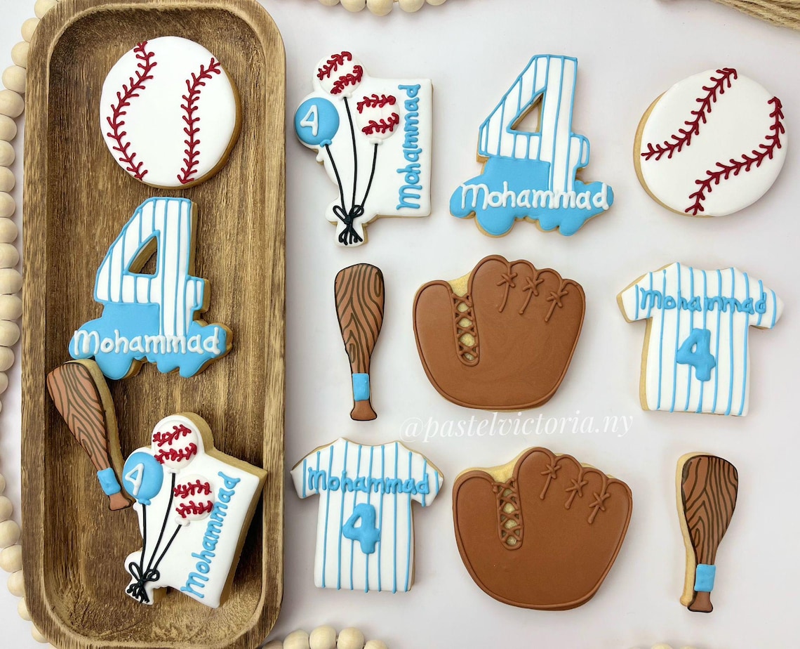 Custom Baseball Birthday Cookies, Set of 6-48 Cookies, Personalized ...