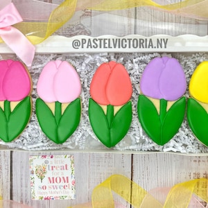 Set of 5 Tulip Cookies, Mother’s Day Gift for Mom, Gift for Grandma ...