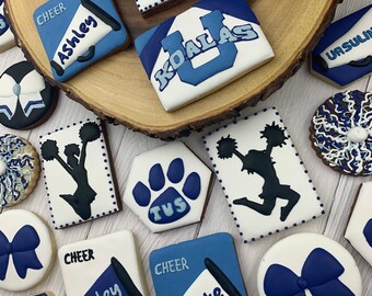 1 Dozen Personalized Cheerleading Theme Sugar Cookies Cheer - Etsy