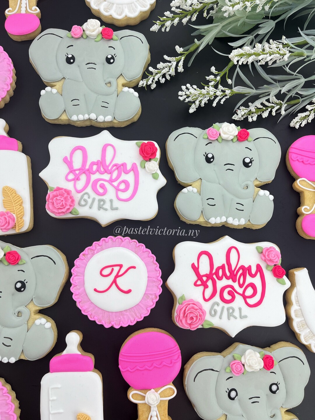 Elephant Cookies, Elephant Baby Shower Cookies, Party Favors, Flowers ...