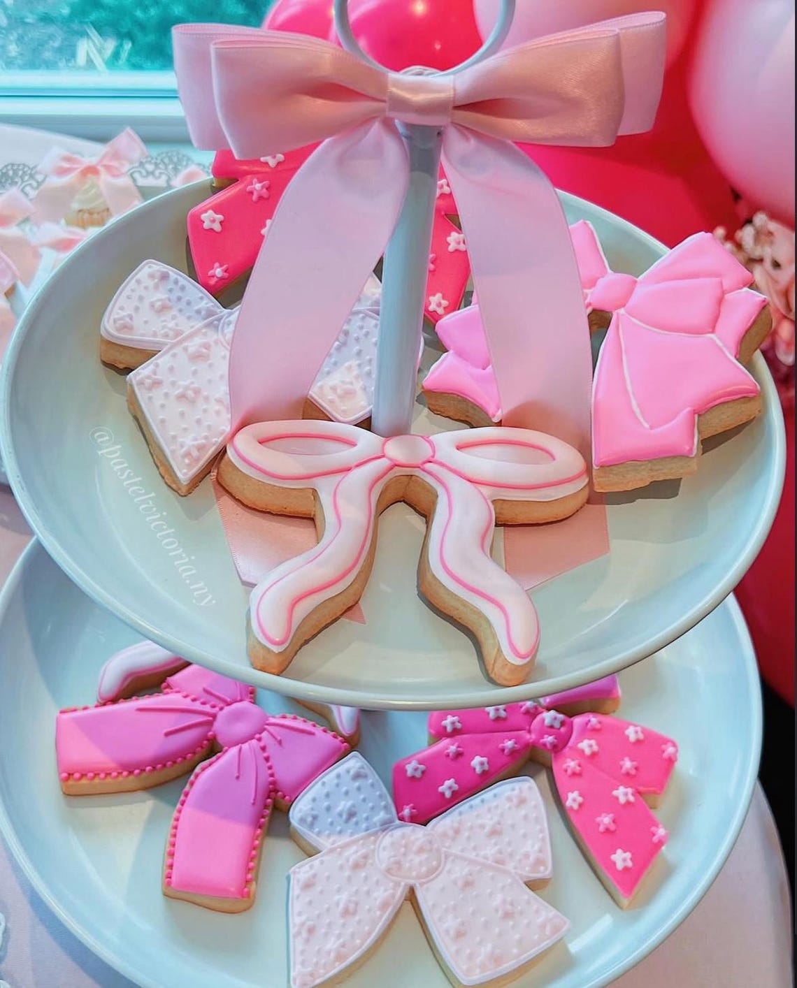 Coquette Bow Birthday Cookies, Celebrate Bow Themed Cookie, Set of 6-48 ...
