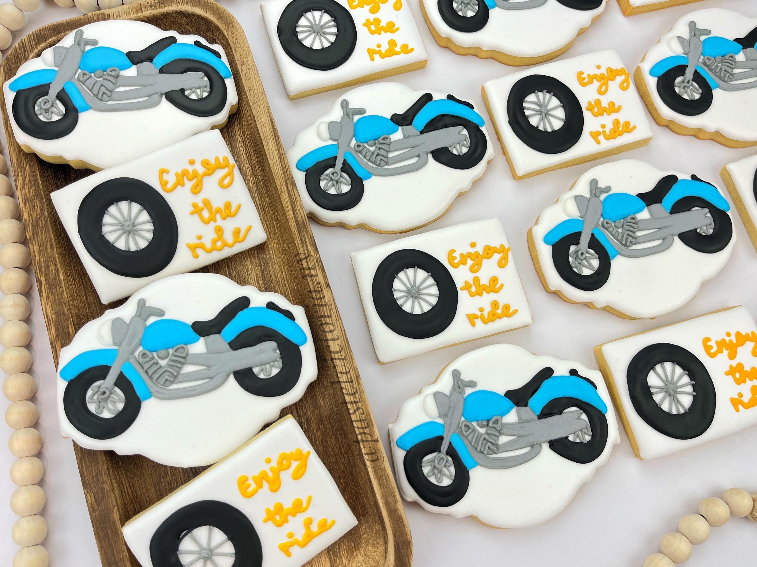 Motorcycle Birthday Cookies, Custom Biker Treats, Set of 6-48 Cookies ...