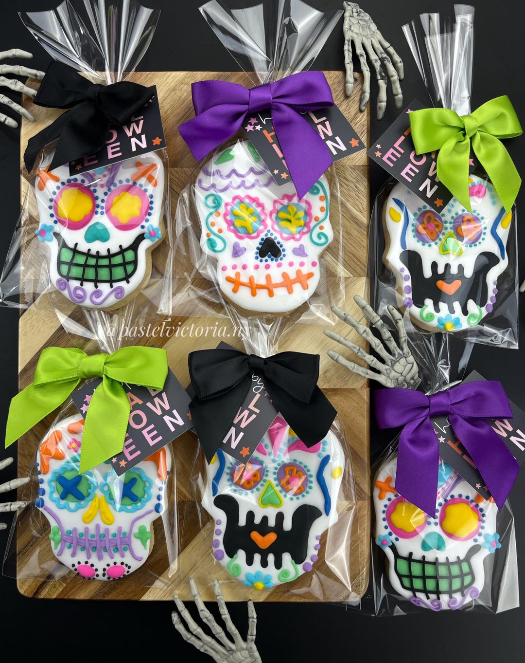 Halloween Sugar Skull Cookies, Set of 1, 6 or 12 Handmade Catrina ...