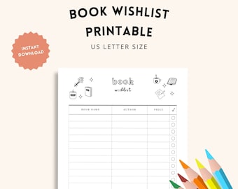 Blank Printable Book Reading/wish List | Endless Sky - Etsy