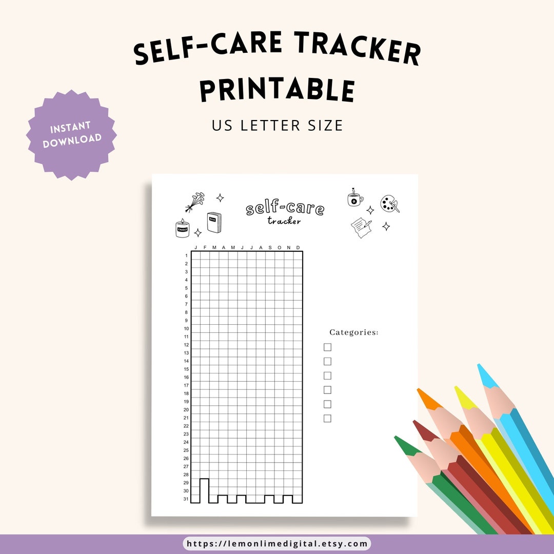 Self Care Tracker Printable PDF - Etsy