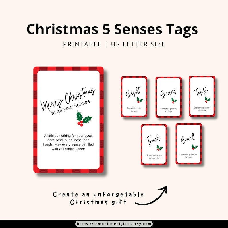 5 Senses Christmas Gift Tags Printable | DIY Holiday Gift Idea ...