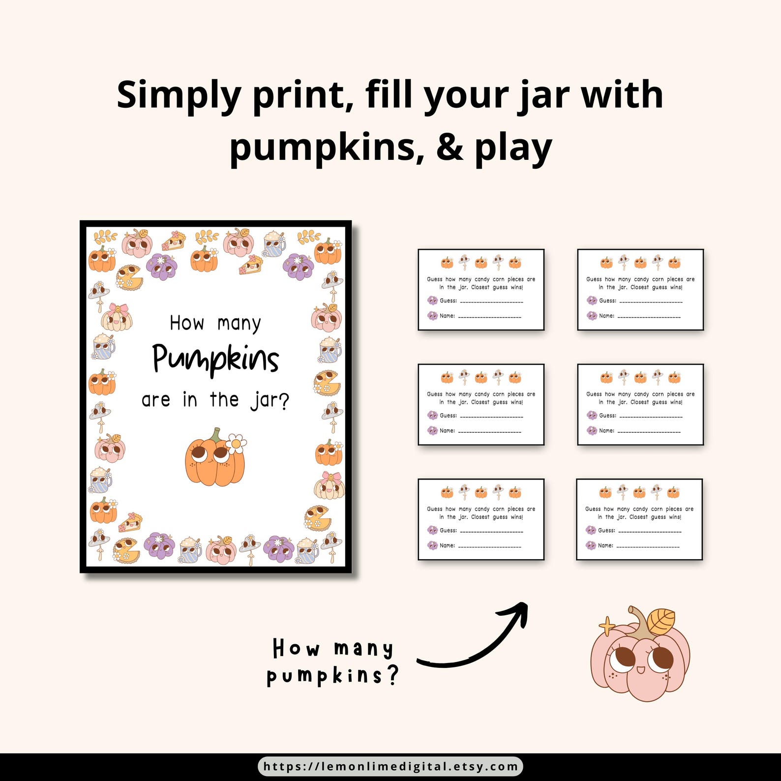 Autumn Pumpkin Estimation Jar Printable | Fall Guessing Game ...
