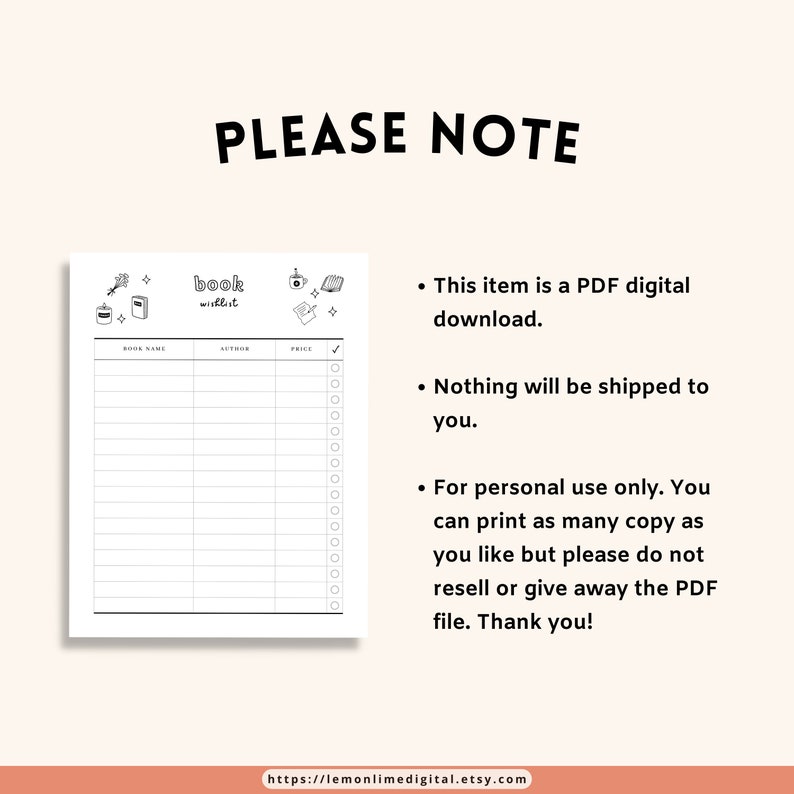 Book Wish List Printable - Etsy