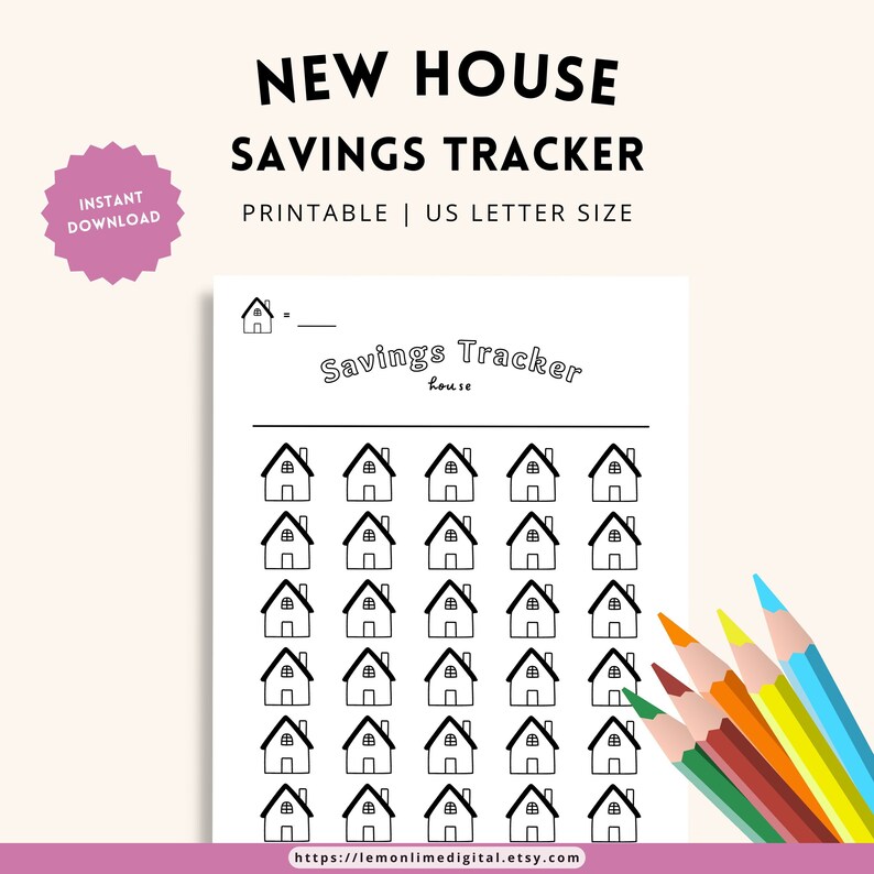 House Savings Tracker Printable - Etsy