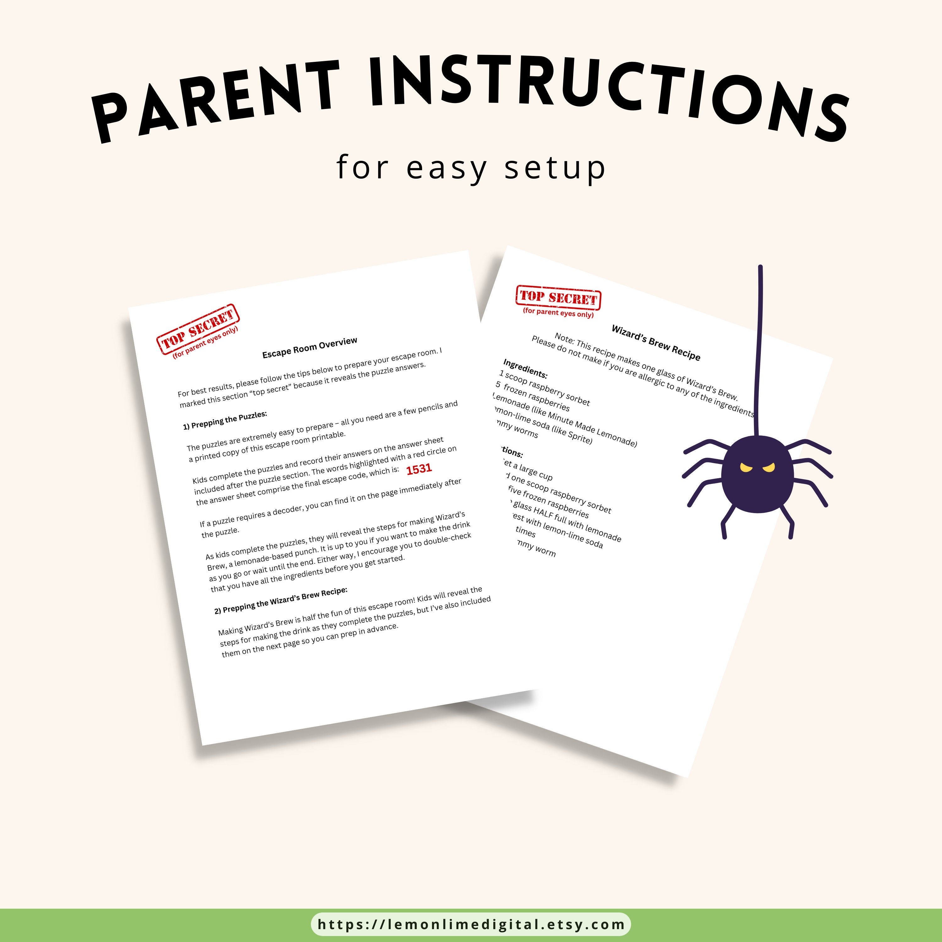Wizard Escape Room Printable With Punch Recipe Instant - Etsy