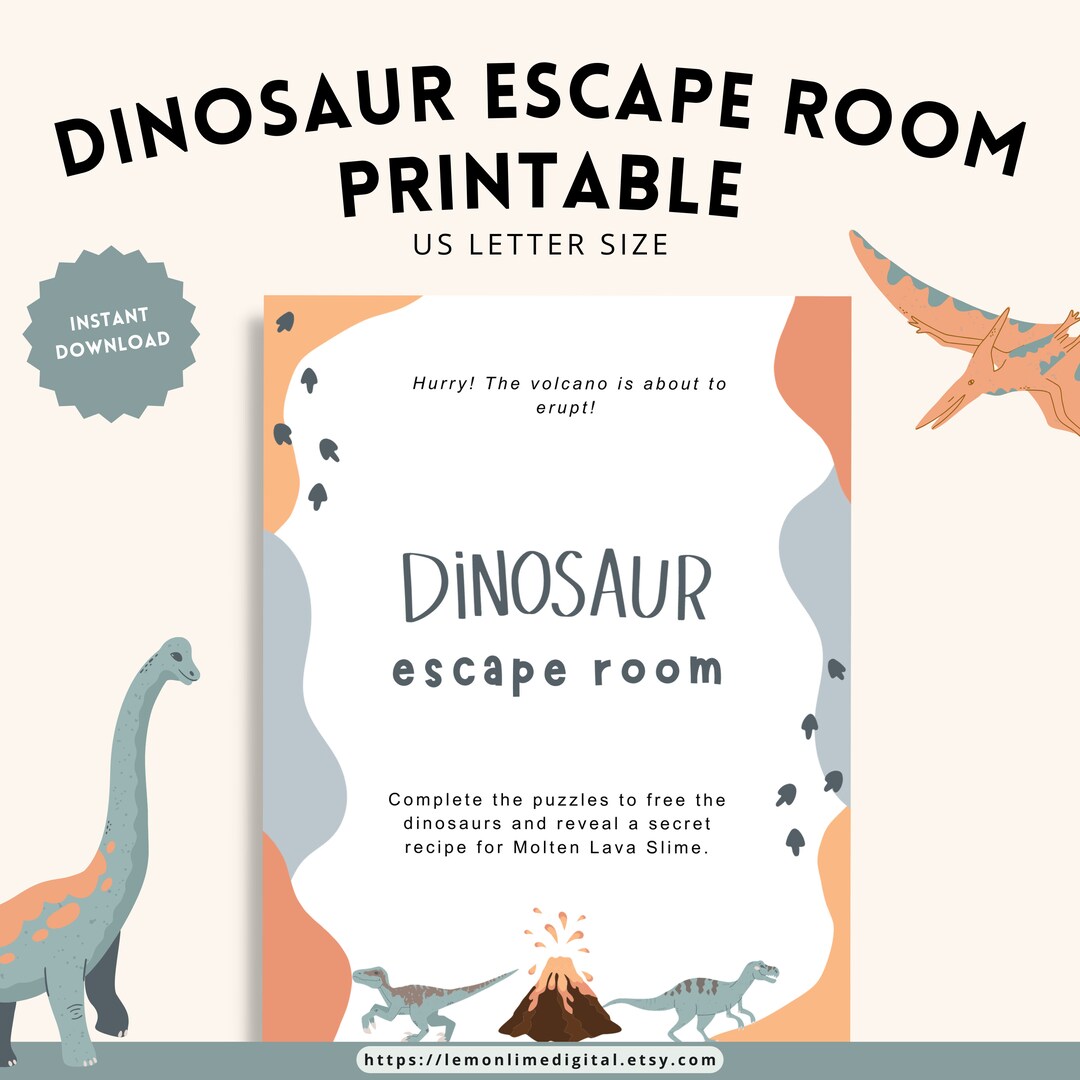Dinosaur Escape Room Printable With Slime Recipe Instant Download ...