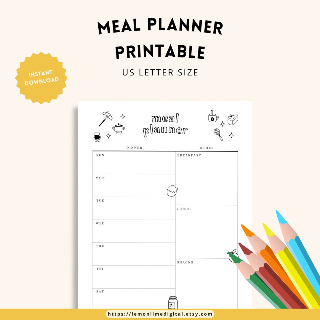 Meal Planner Template Printable - Etsy