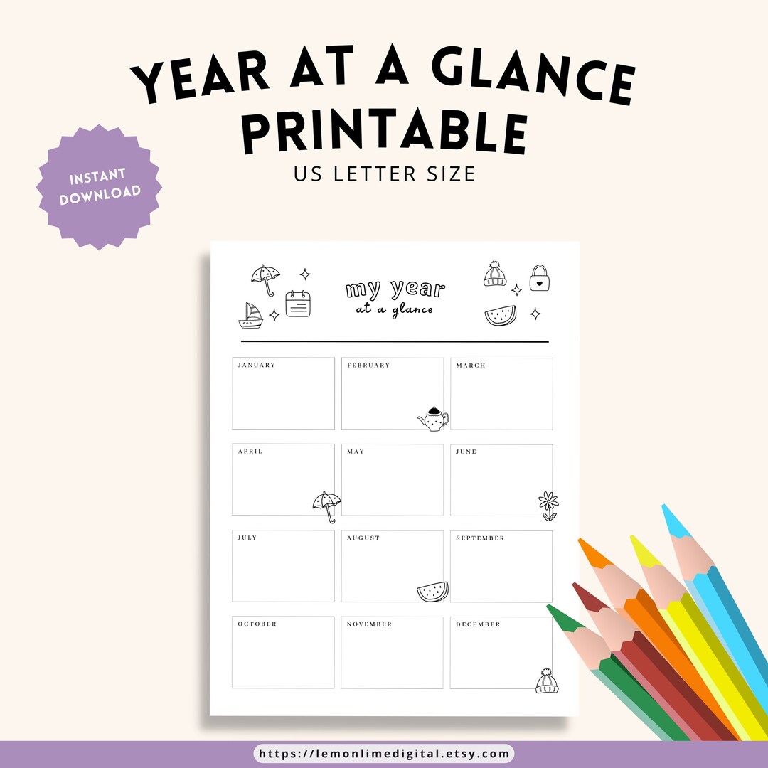 My Year at a Glance Printable - Etsy
