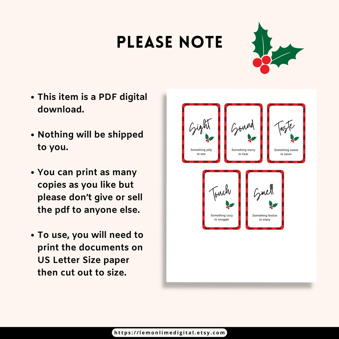 5 Senses Christmas Gift Tags Printable | DIY Holiday Gift Idea ...