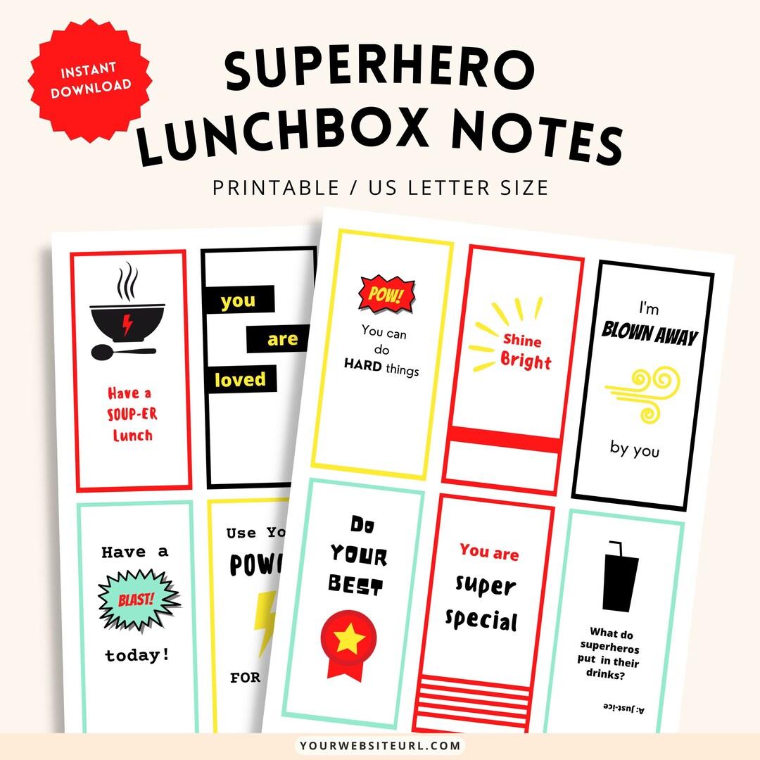 Superhero Lunchbox Notes - Etsy