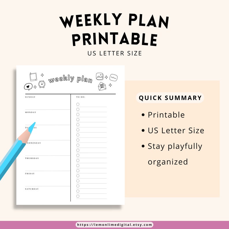 Weekly Plan Printable - Etsy