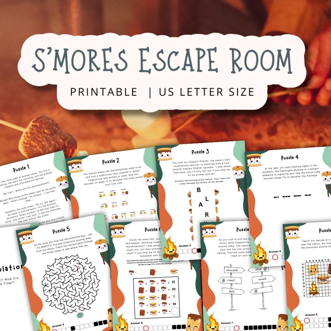 S’mores Snatchers Campfire Escape Room | Printable Camping Game for ...