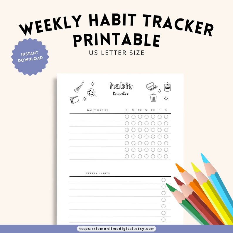Weekly Habit Tracker Printable - Etsy