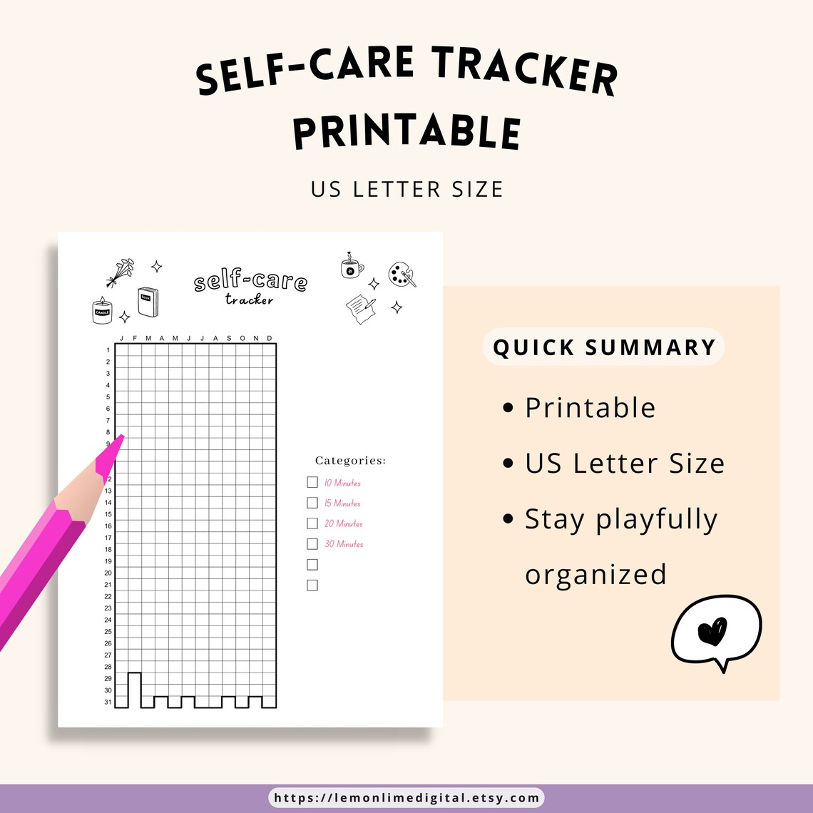 Self Care Tracker Printable PDF - Etsy