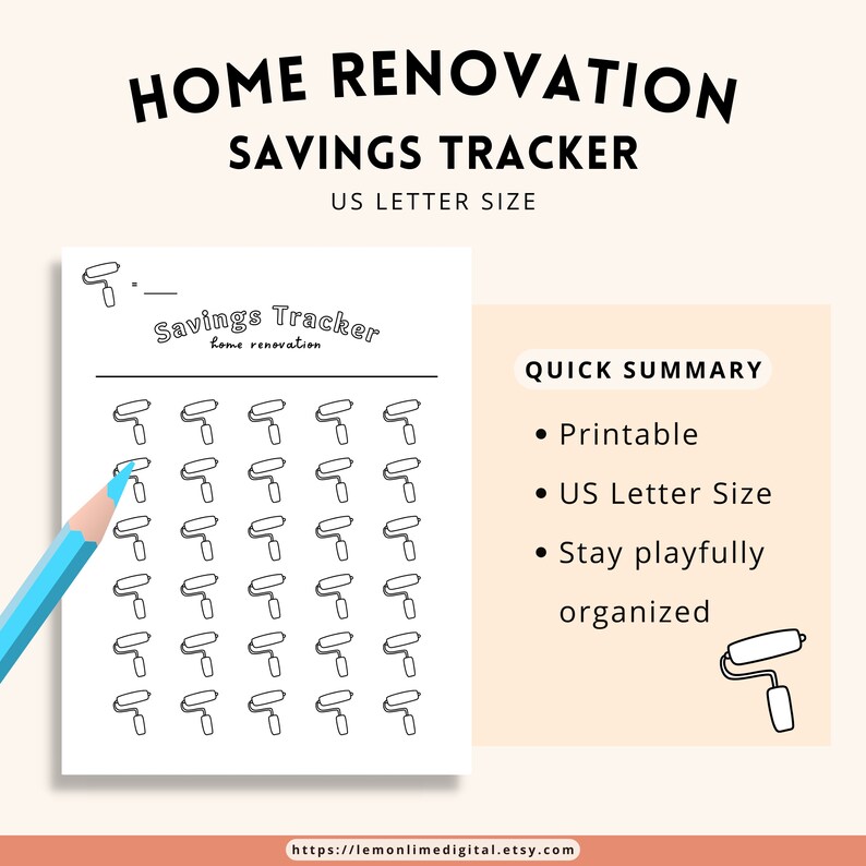 Home Renovation Savings Tracker Printable - Etsy