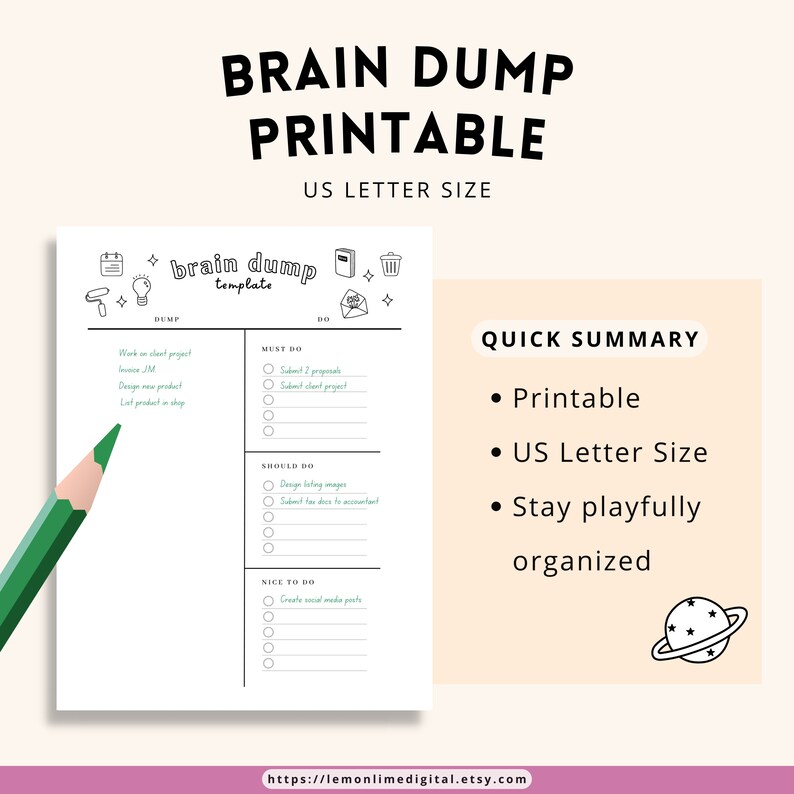 Brain Dump Printable Template - Etsy