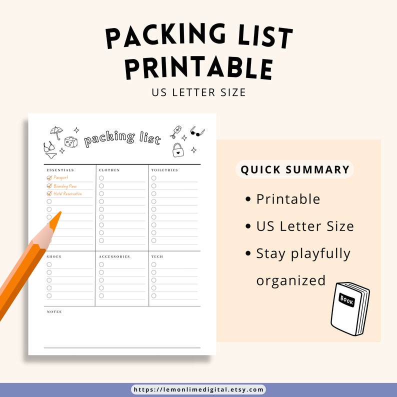 Packing List Printable - Etsy