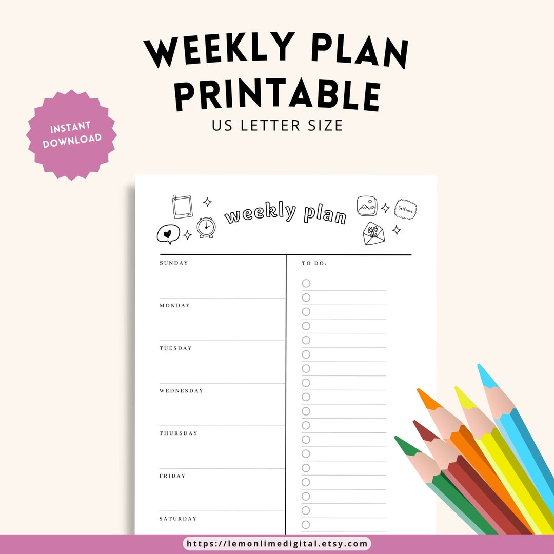 Weekly Plan Printable - Etsy
