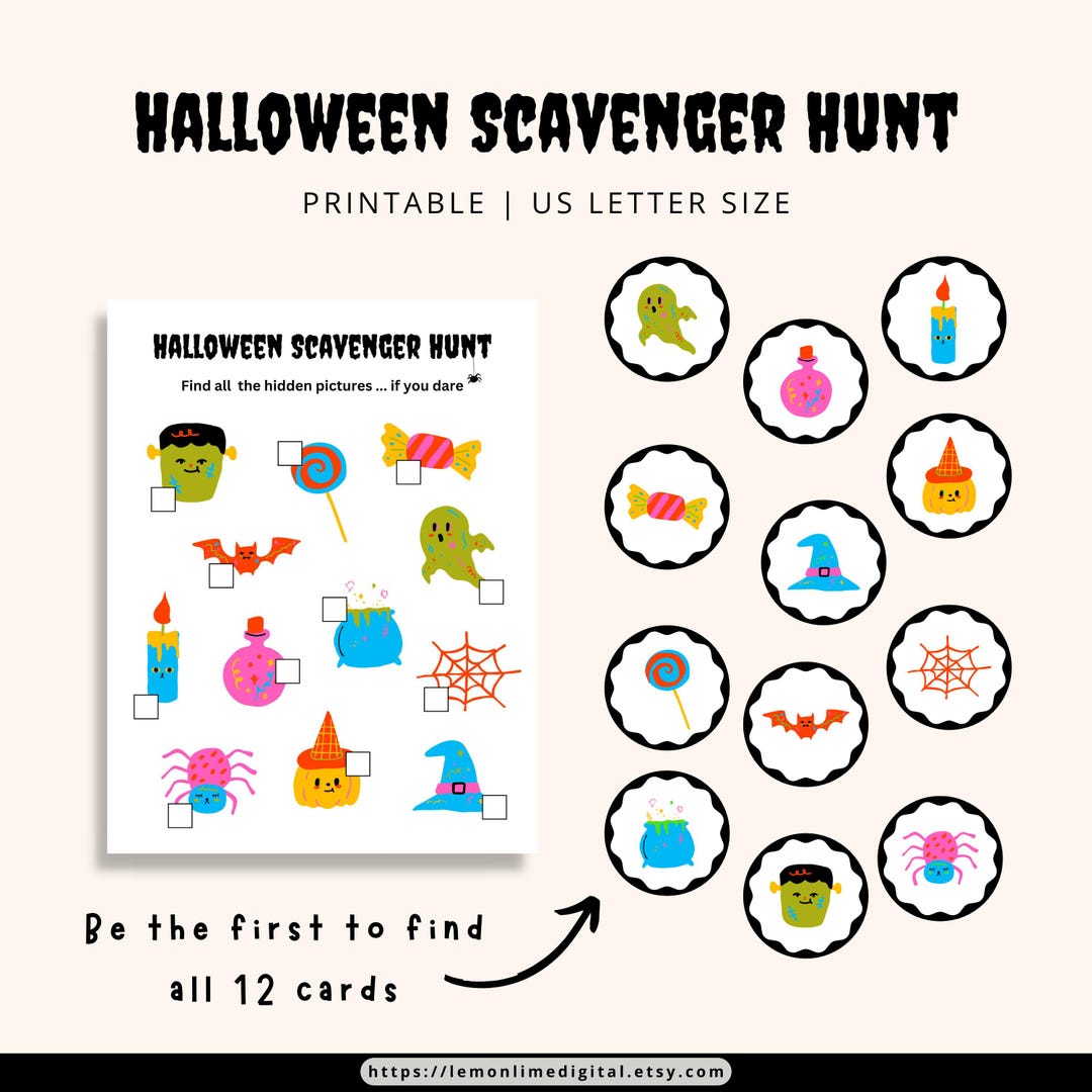 Halloween Scavenger Hunt Printable for Kids | Easy Halloween Game ...