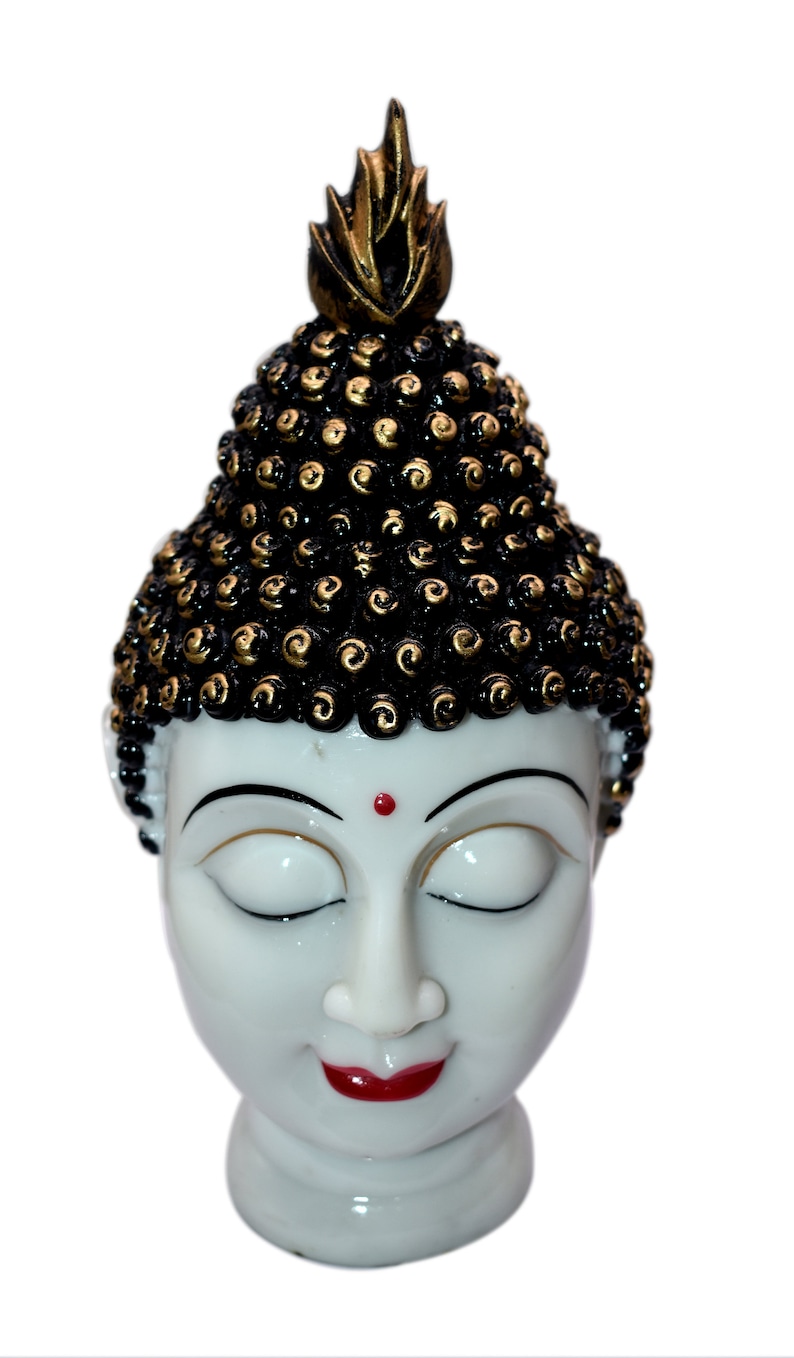 9.5 Inch Handcrafted Buddha White Face Statue: A Serene Resin Showpiece ...