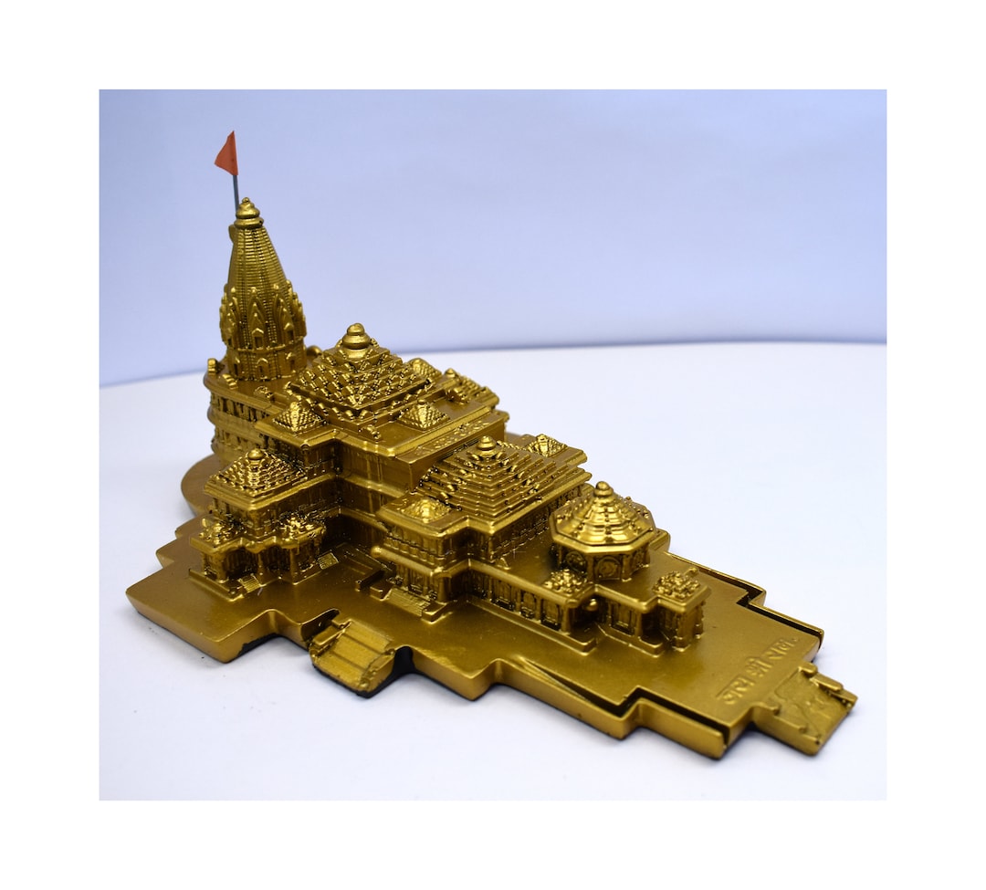 Gold Plated Ram Mandir Ayodhya Model 3D Authentic Design | Ayodhya Ram ...