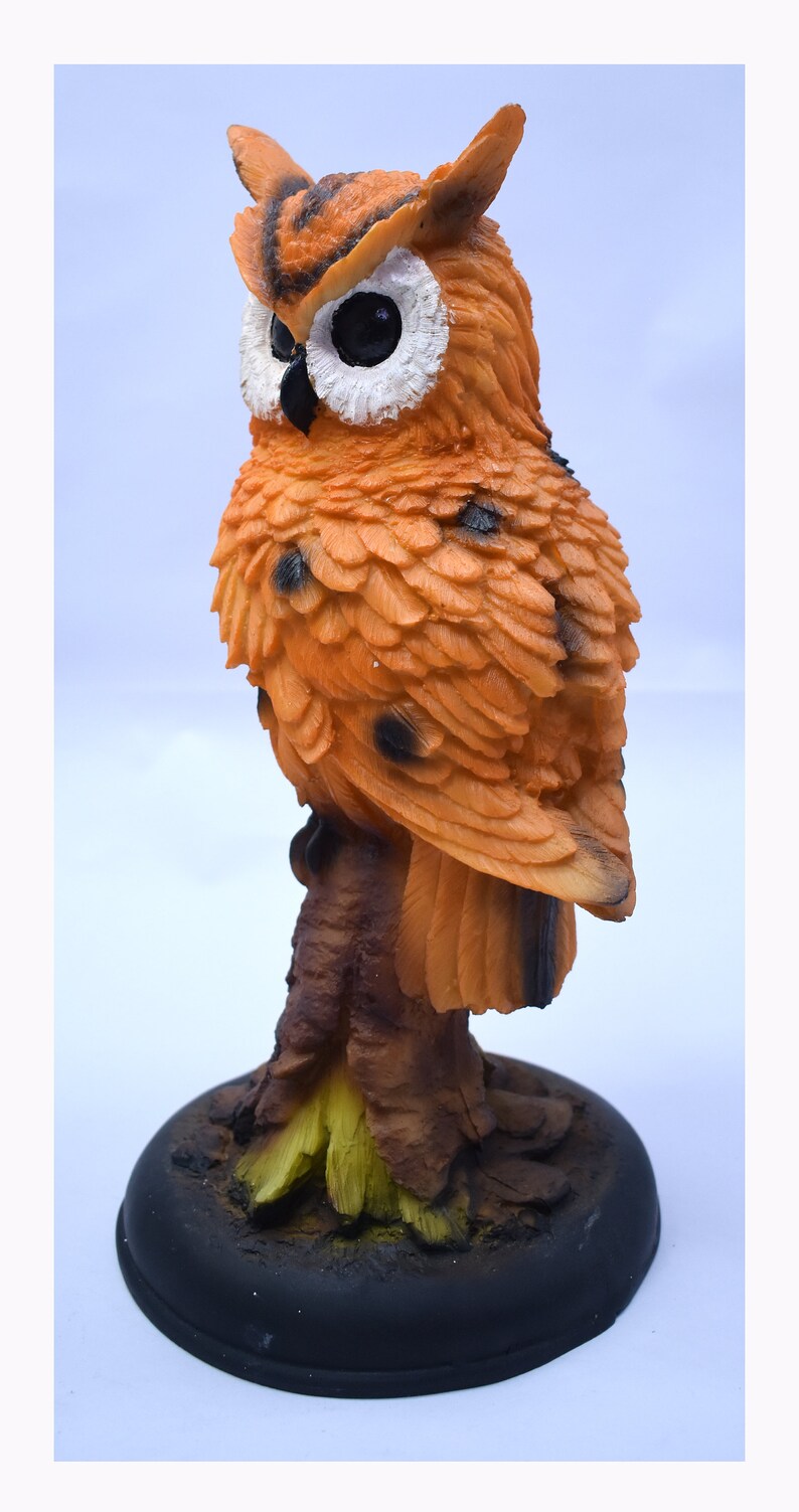 Modern Classy Lucky Owl Resin Art Figure Showpiece: Orange Owl for Home ...