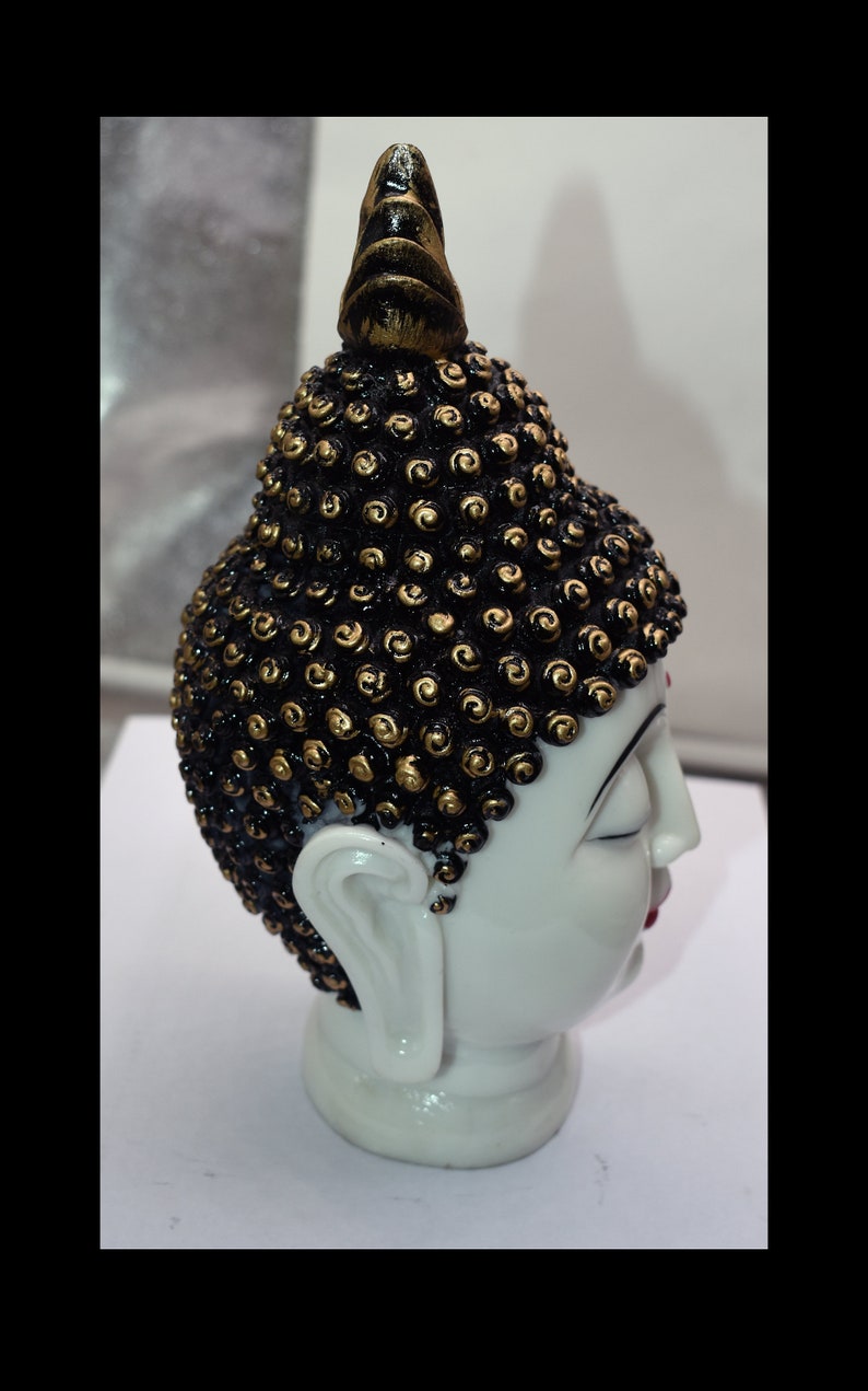 9.5 Inch Handcrafted Buddha White Face Statue: A Serene Resin Showpiece ...
