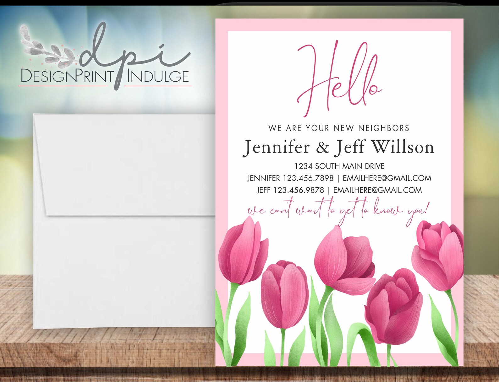 Hello New Neighbor Cards Pink Tulips Hello New Neighbors - Etsy