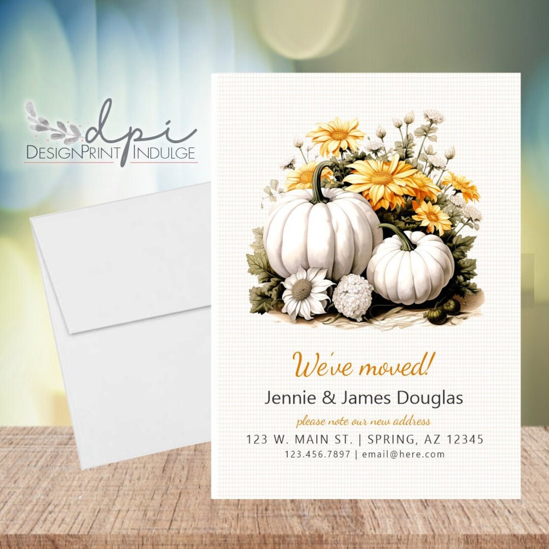 Fall Moving Cards, Fall Pumpkins We've or I've Moved New Address ...