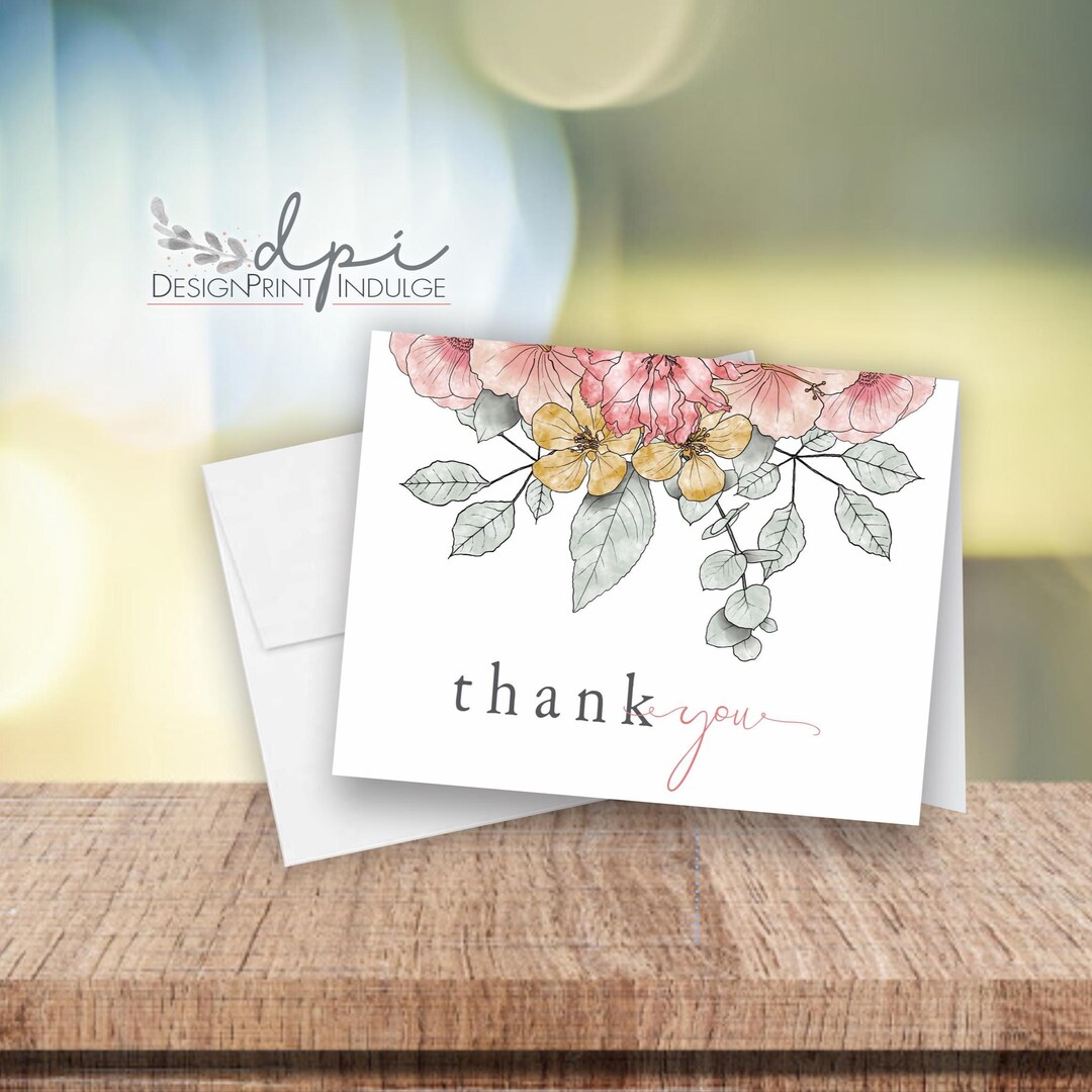 Floral Thank You Cards: Folded Notecards With Envelopes - Etsy