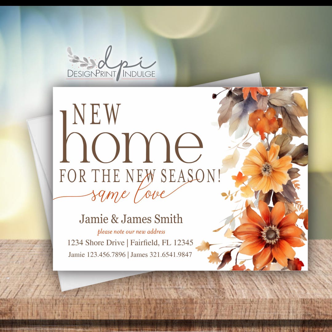 Fall Moving Announcements, New Home New Season Moved Announcement, Fall ...