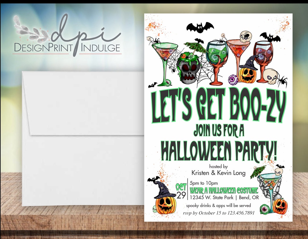 Halloween Party 'let's Get Boo-zy' Invitation, Adult Halloween Party ...